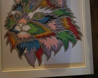 Personalized 3D Cat Layered Papercut Shadow Box Custom Pet Cat Portrait ...