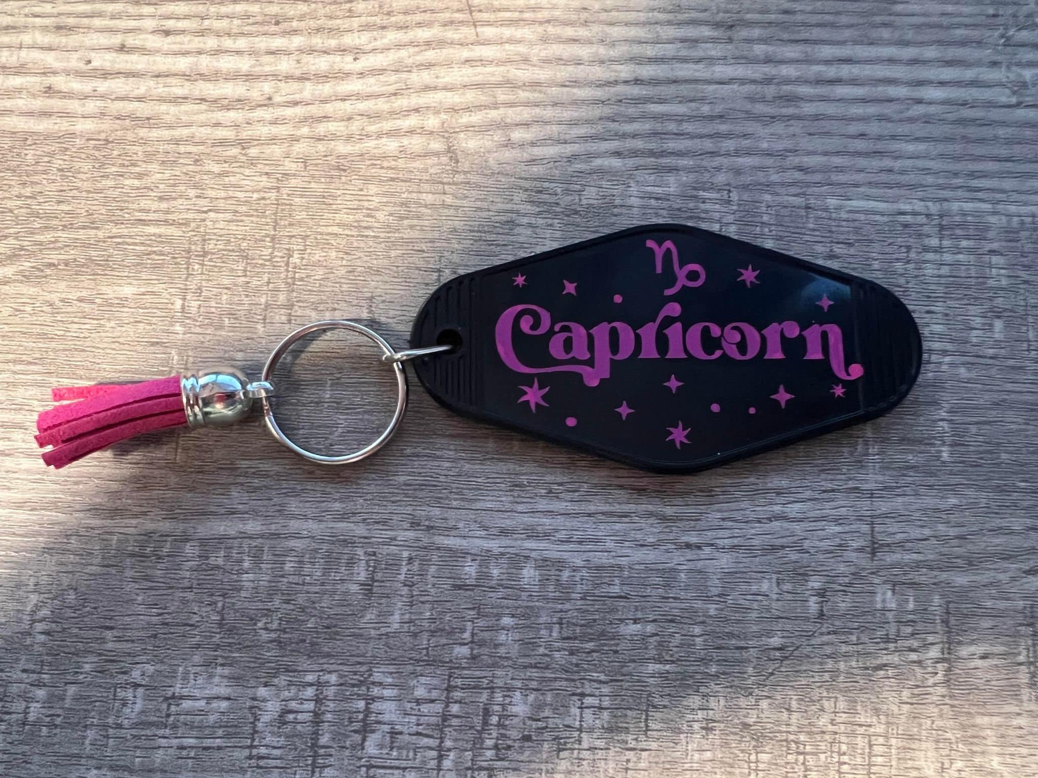 Zodiac Sign Motel Keychains, All Signs, Astrology Gift, Black ...