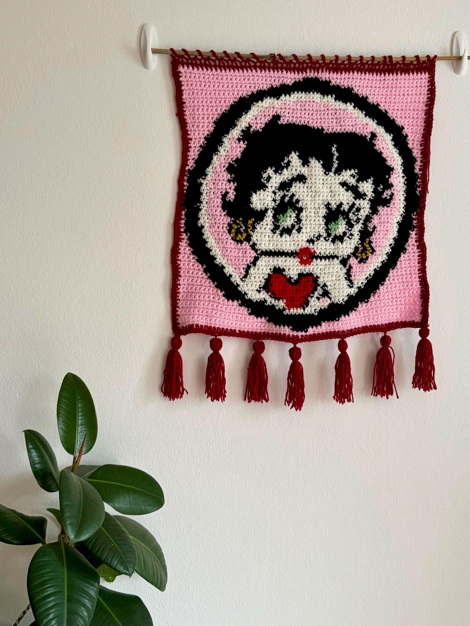 Cute Pink Red Betty Boop Crochet Tapestry Pattern - Crochet Wall ...