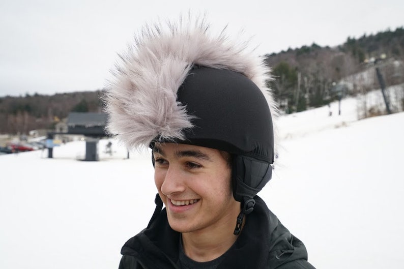 Mohawk- Steel Gray Faux Fur Ski Helmet Cover Burrfur - Etsy