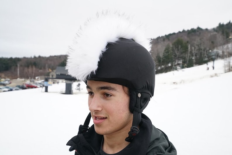 Mohawk-snow White Faux Fur Ski Helmet Cover Burrfur - Etsy