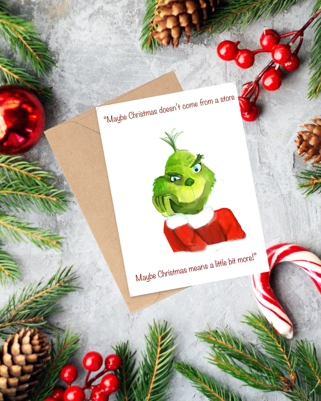 Grinch Christmas - Holiday Greeting Card - Original Watercolor ...