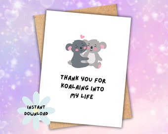 Sweet Koala Card Digital Download Printable Cute Koala Greeting Card ...