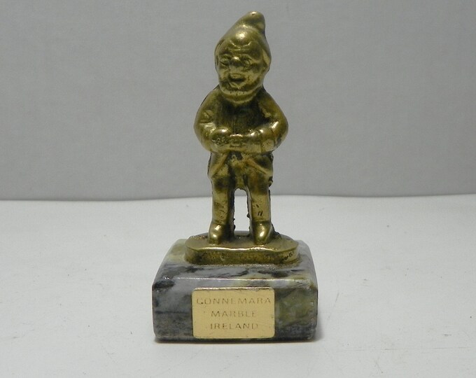 Brass Leprechaun on Connemara Marble Lucky Leprechaun Figurine Irish ...