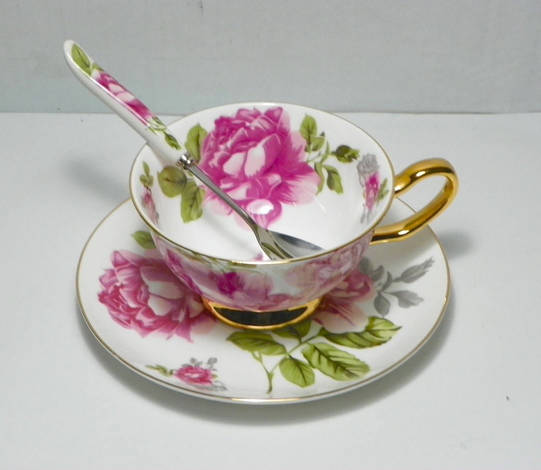Royal Classic Floral Tea Cup and Saucer With Spoon Set - Etsy