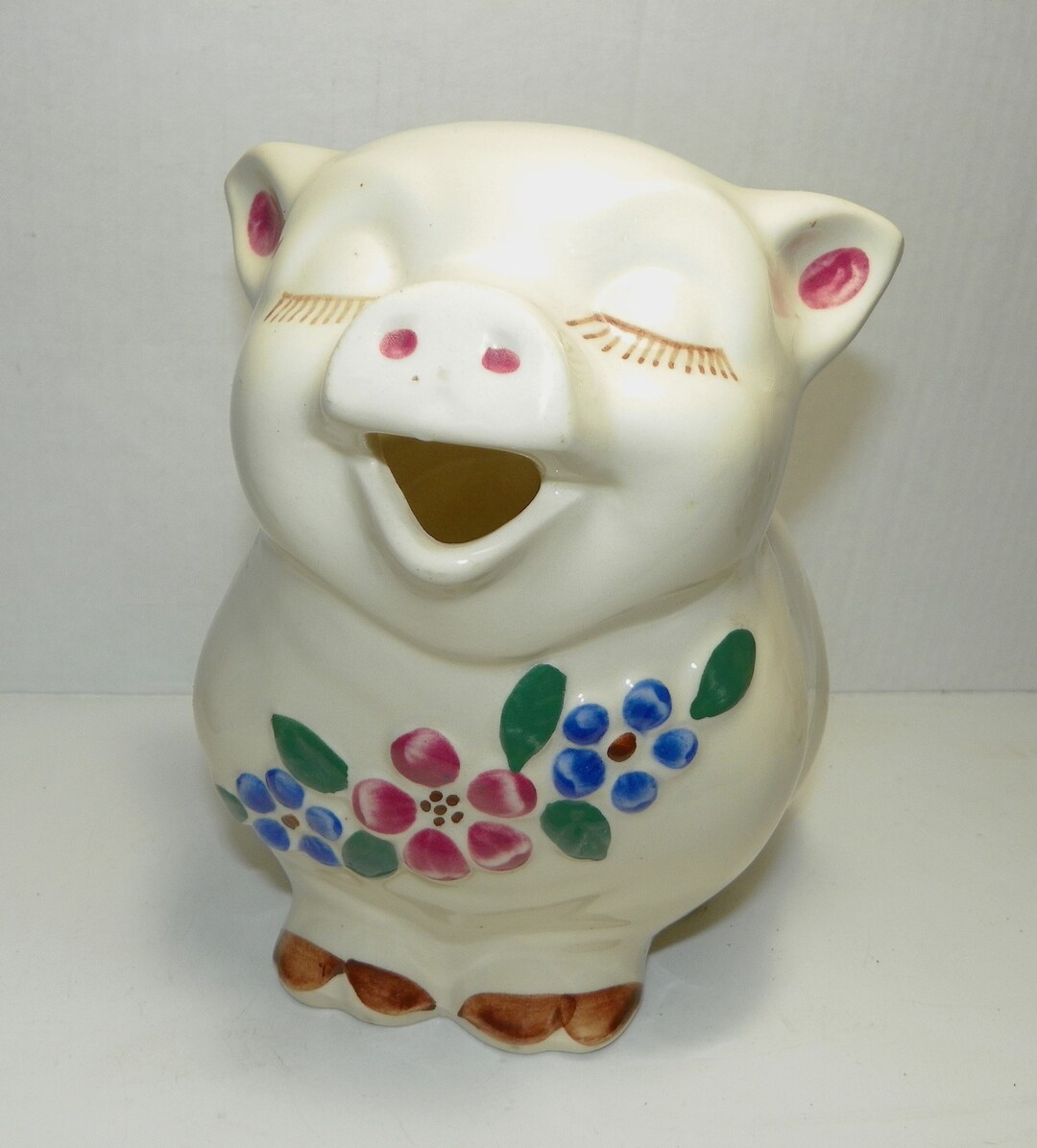 Shawnee Smiley Pig Pitcher 4 Flowered 7 3/4 Tall - Etsy