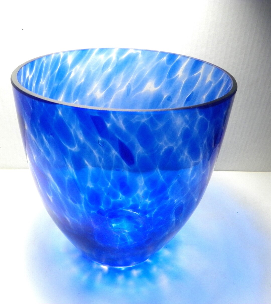 Cobalt Blue Art Glass Splatterware Vase 7 5/8" Tall - Etsy