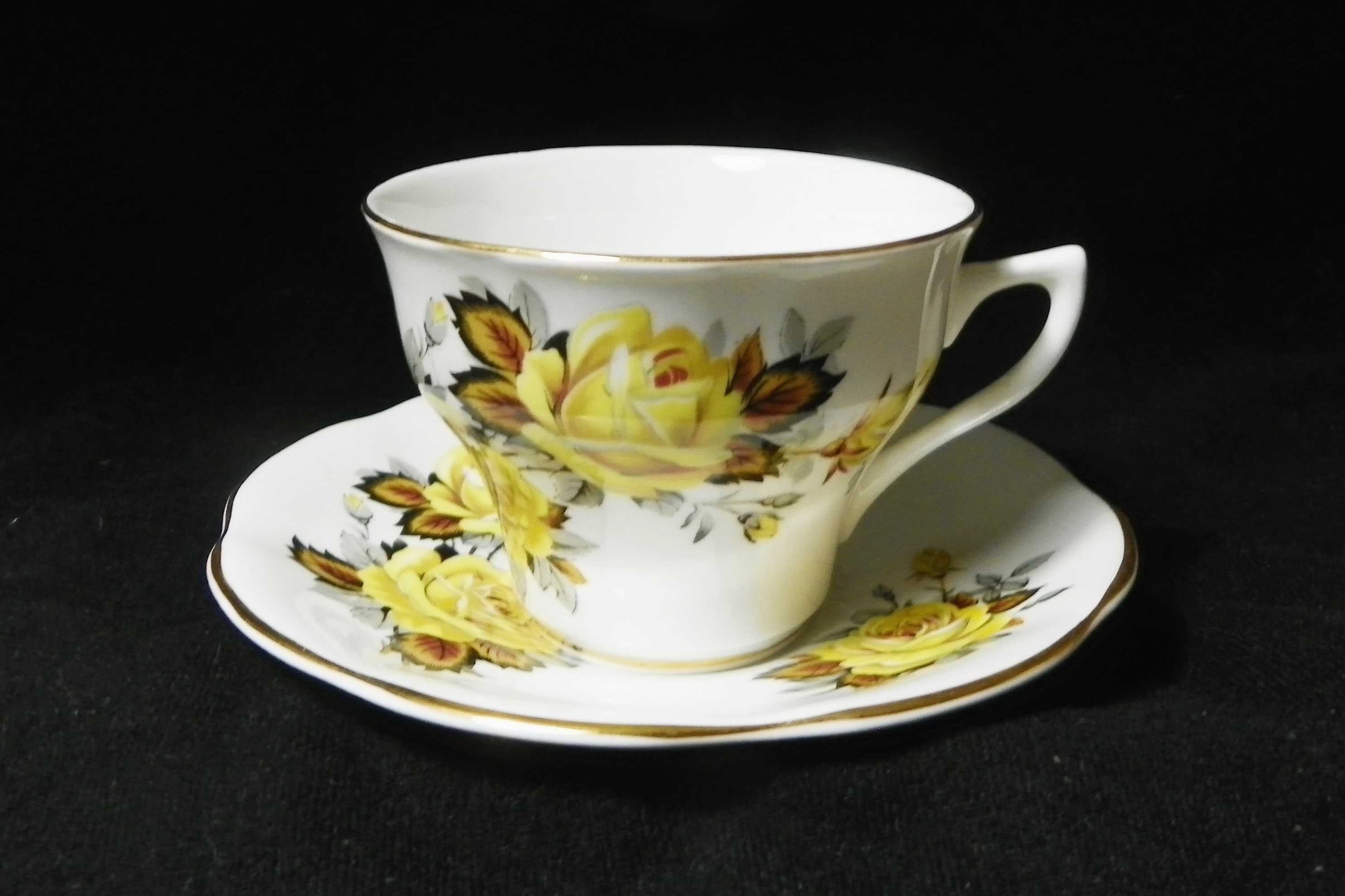 Rosina-queens English Roses Yellow Rose Tea Cup and Saucer Bone China ...