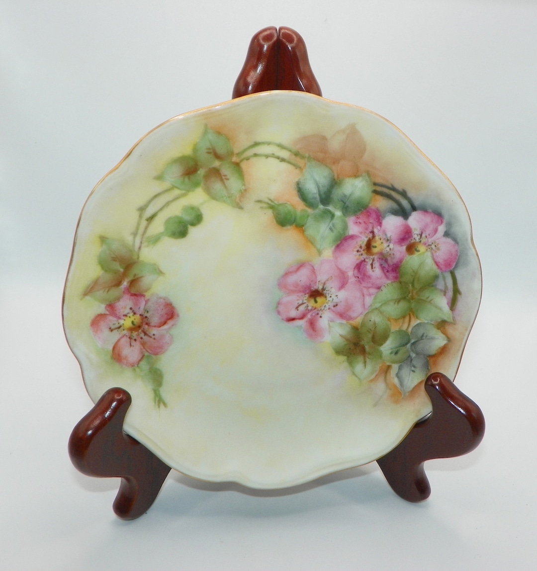 Rosenthal Pink Roses Bavarian Plate 6" Artist Signed V.P. Hint - Etsy