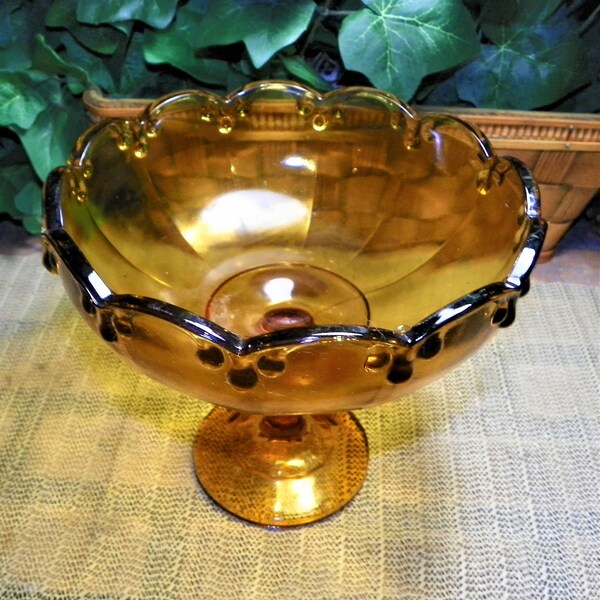 Amber Glass Compote - Etsy