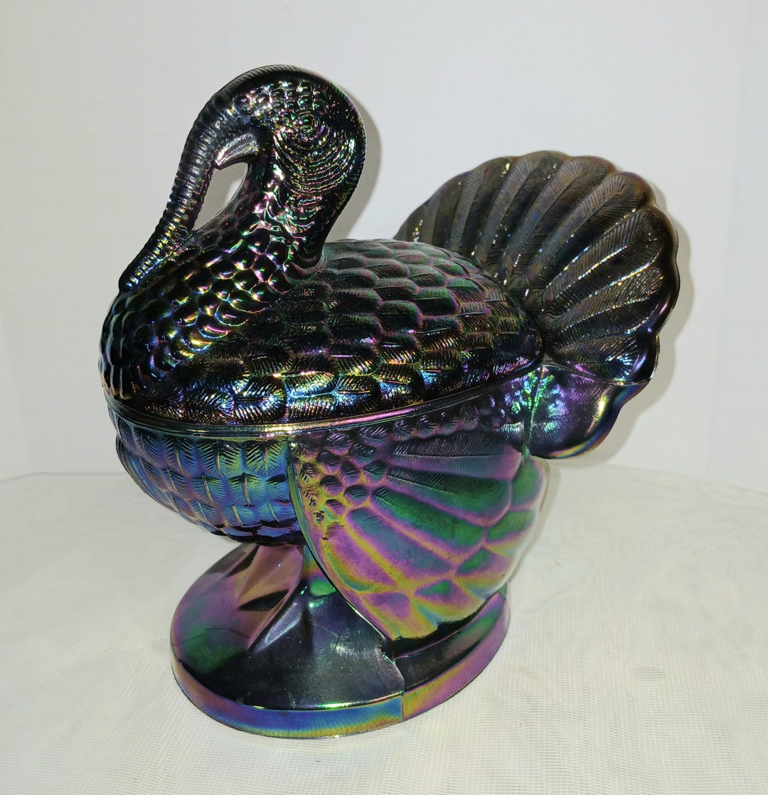 L. E. Smith Carnival Glass Turkey Candy Dish - Etsy