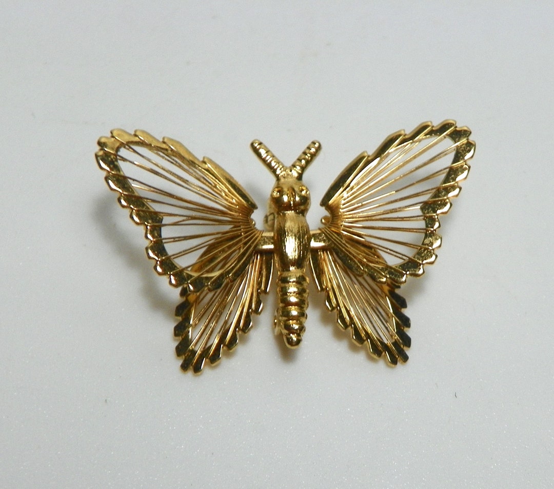 Vintage Signed Monet Butterfly Brooch - Etsy