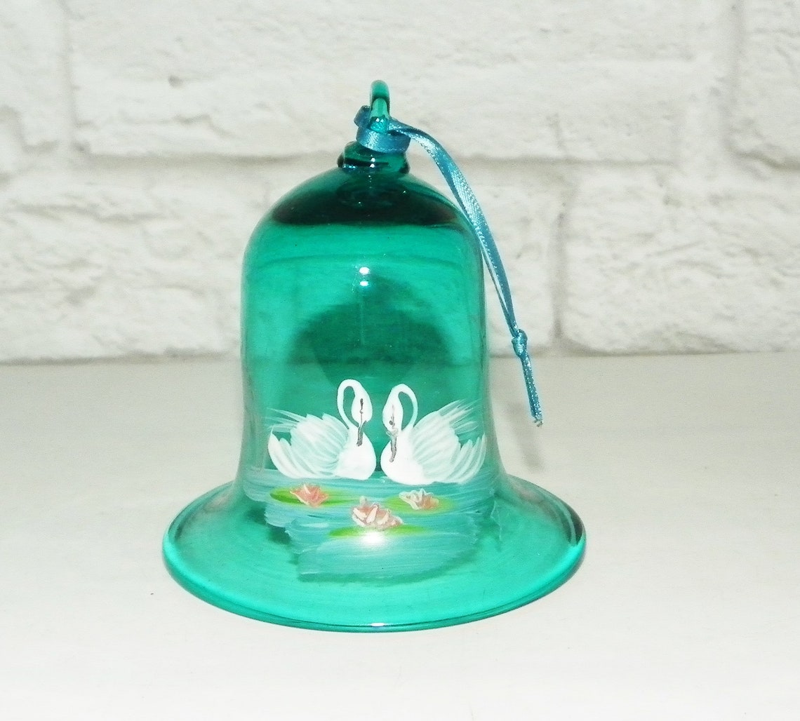 Swan Hand Painted Blue Cloche Bell Marked P in Diamond - Etsy