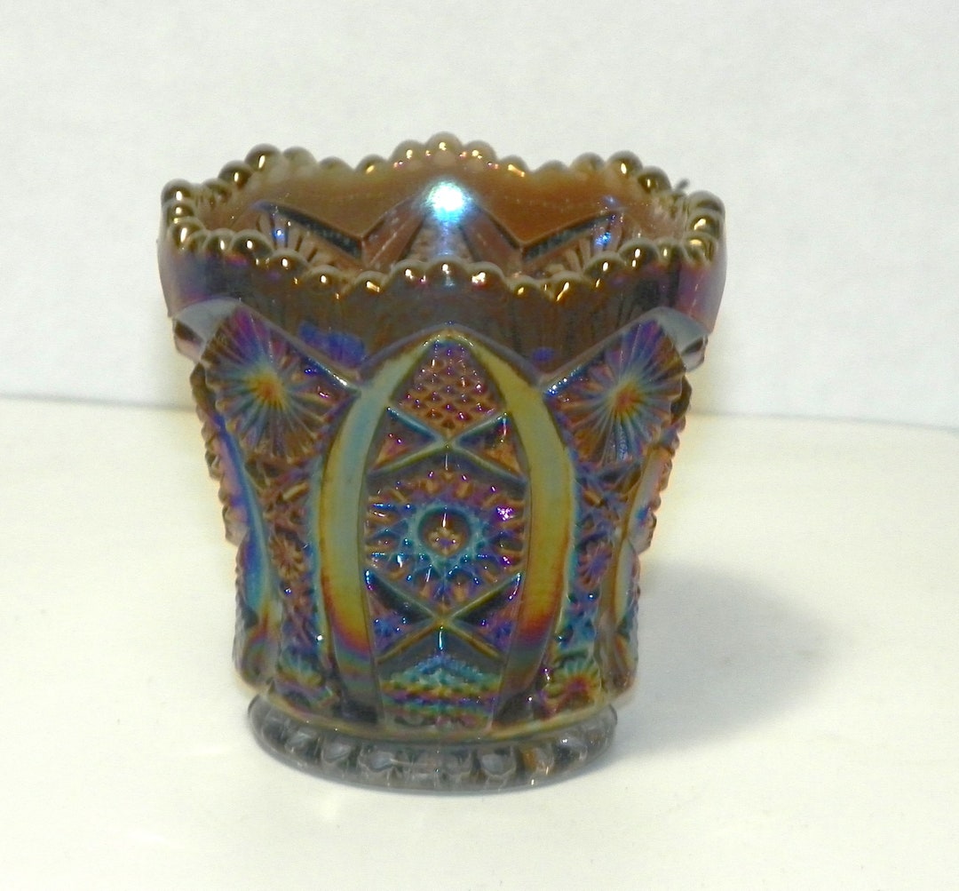 Iridescent Carnival Imperial Glass Toothpick Holder With Daisy and ...