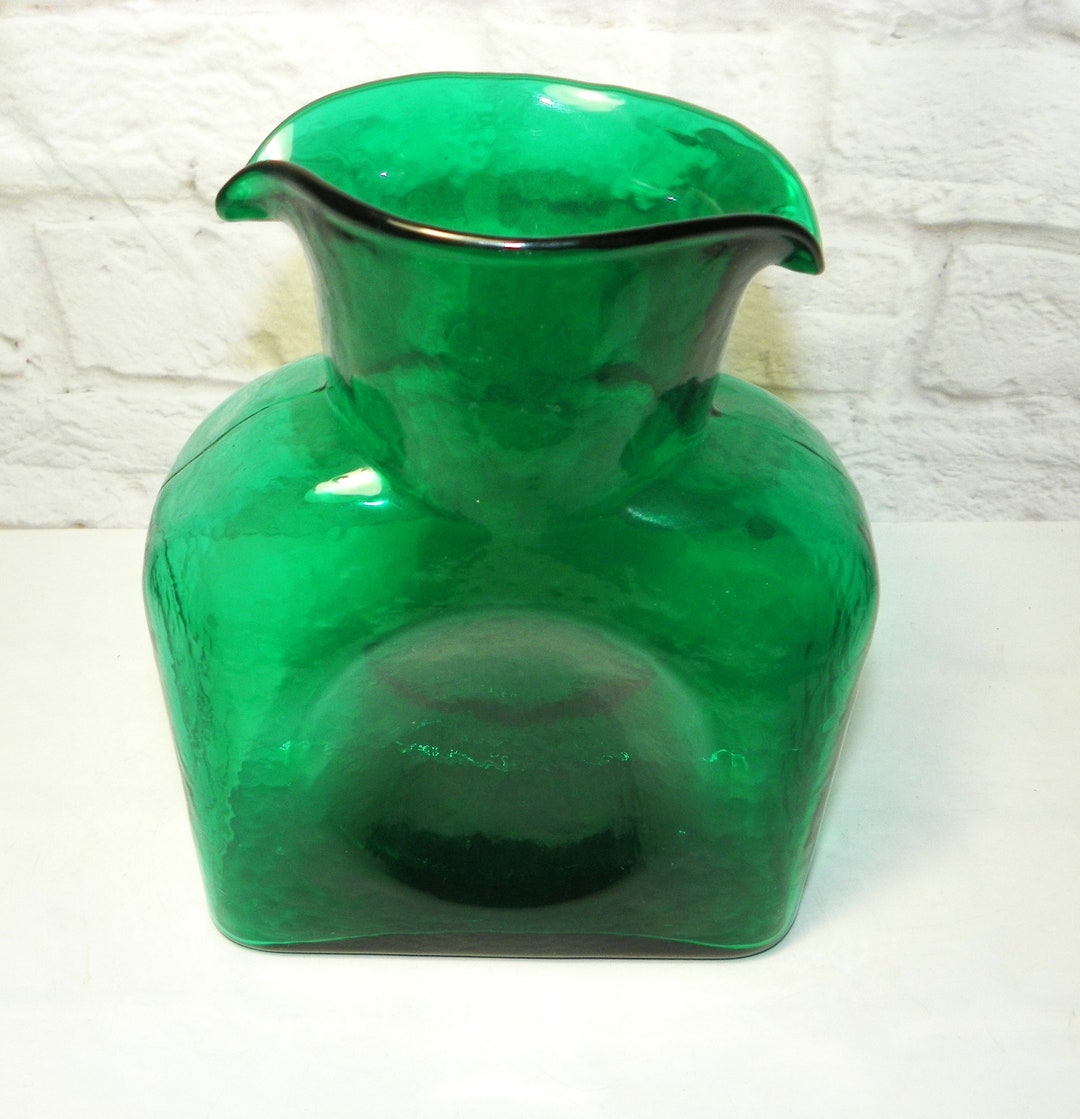 Blenko Emerald Green 8 Double Spouted Water Pitcher - Etsy