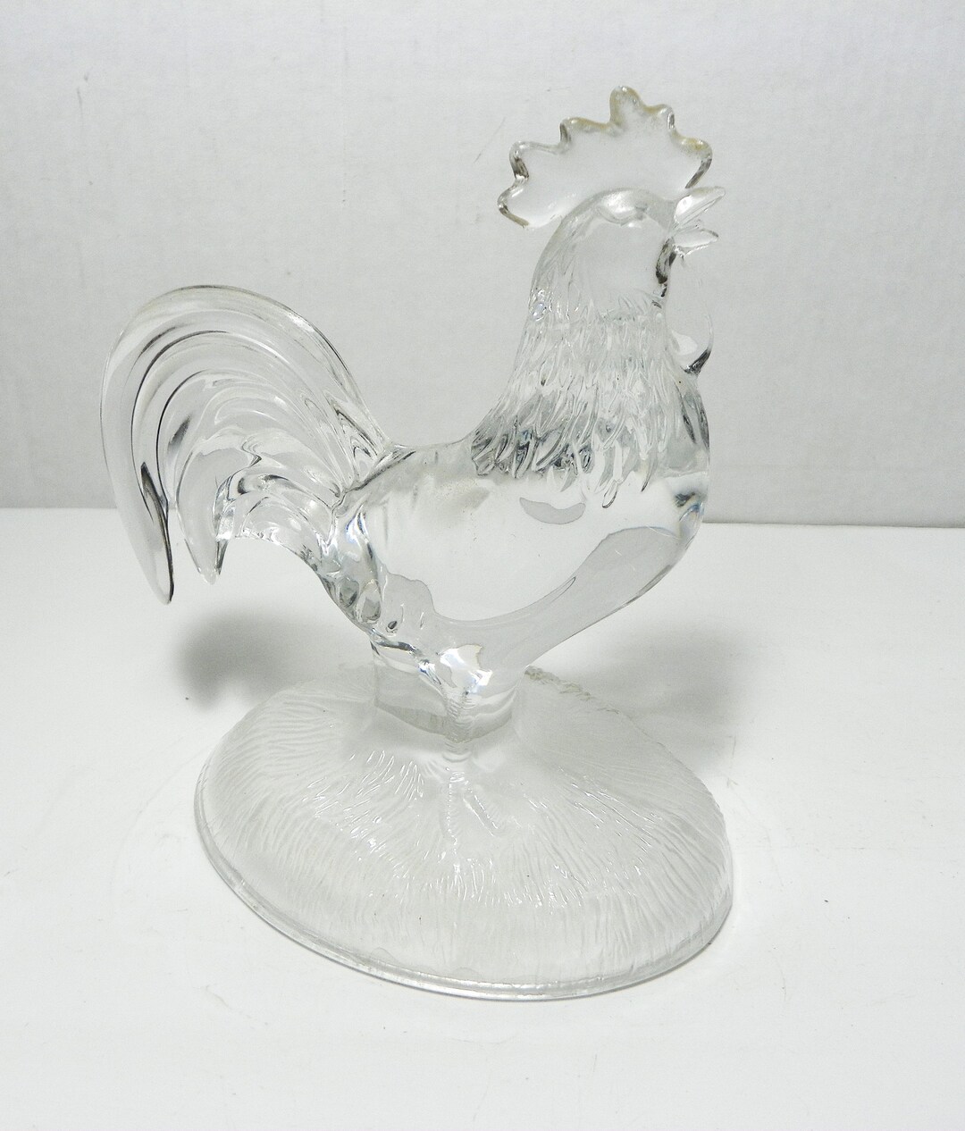 Clear Glass Rooster With Frosted Glass Base - Etsy