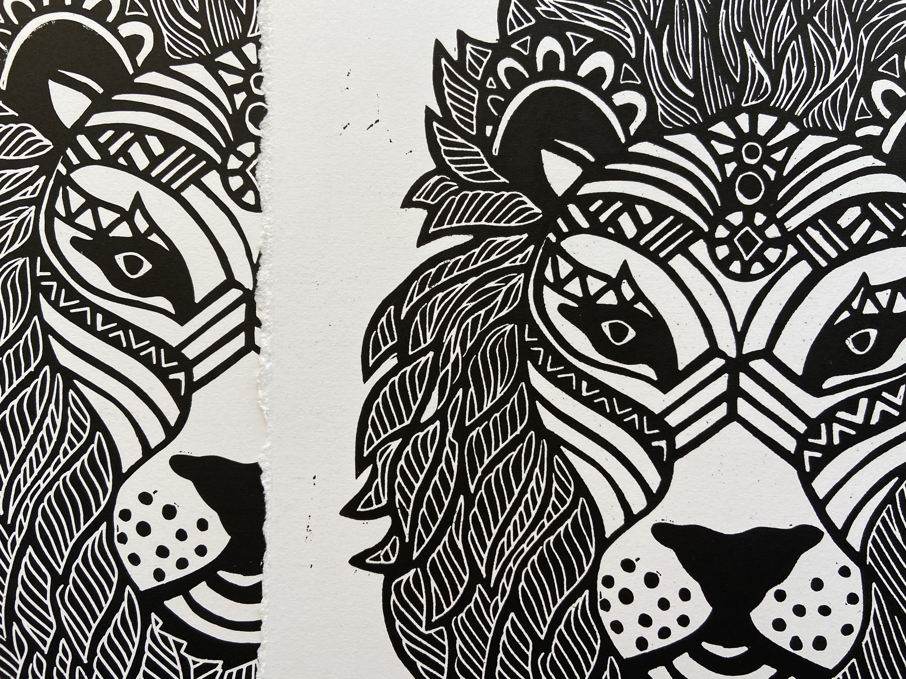 Löwe Tier Linoldruck Handgemacht Kunstdruck Wandkunst | Etsy