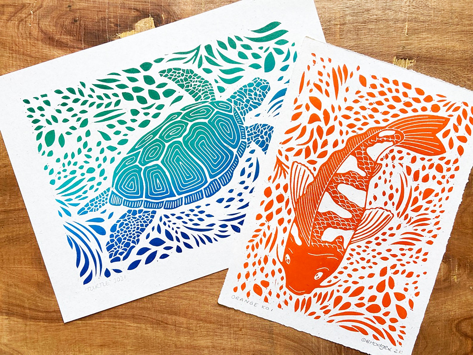 Turtle Linocut Print Original Art Under the Sea Nursery - Etsy Israel