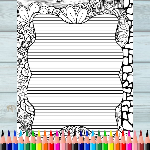 Printable Stationary Coloring Page for Journaling Letter - Etsy Finland