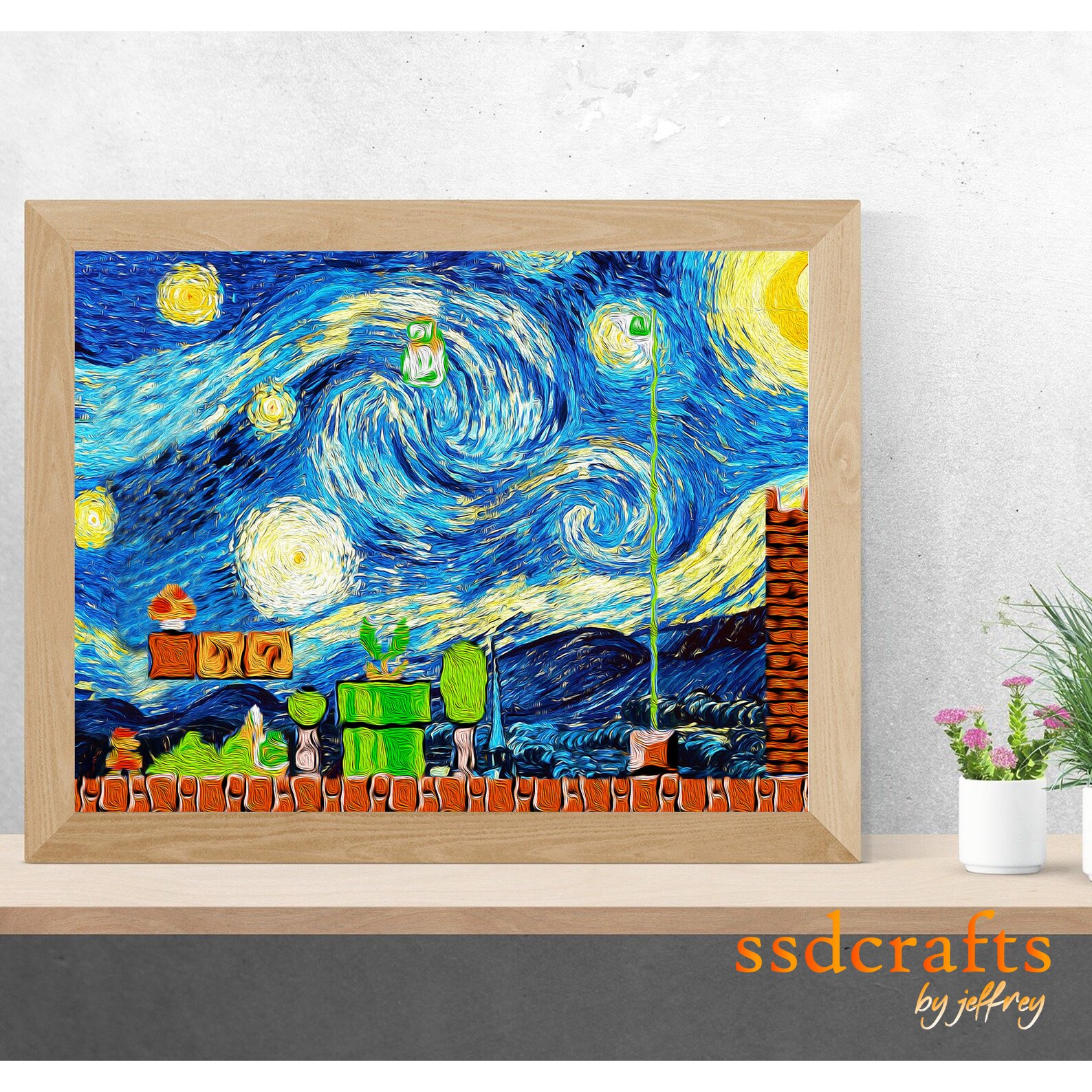 Wall Art Super Mario Brothers Van Gogh Print Mario Wall - Etsy