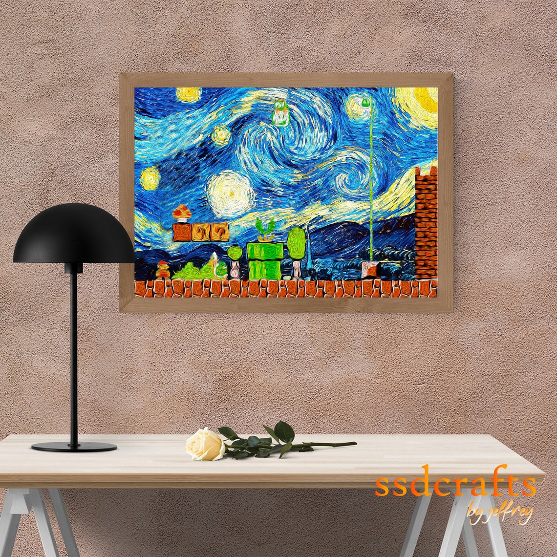 Wall Art Super Mario Brothers Van Gogh Print Mario Wall - Etsy