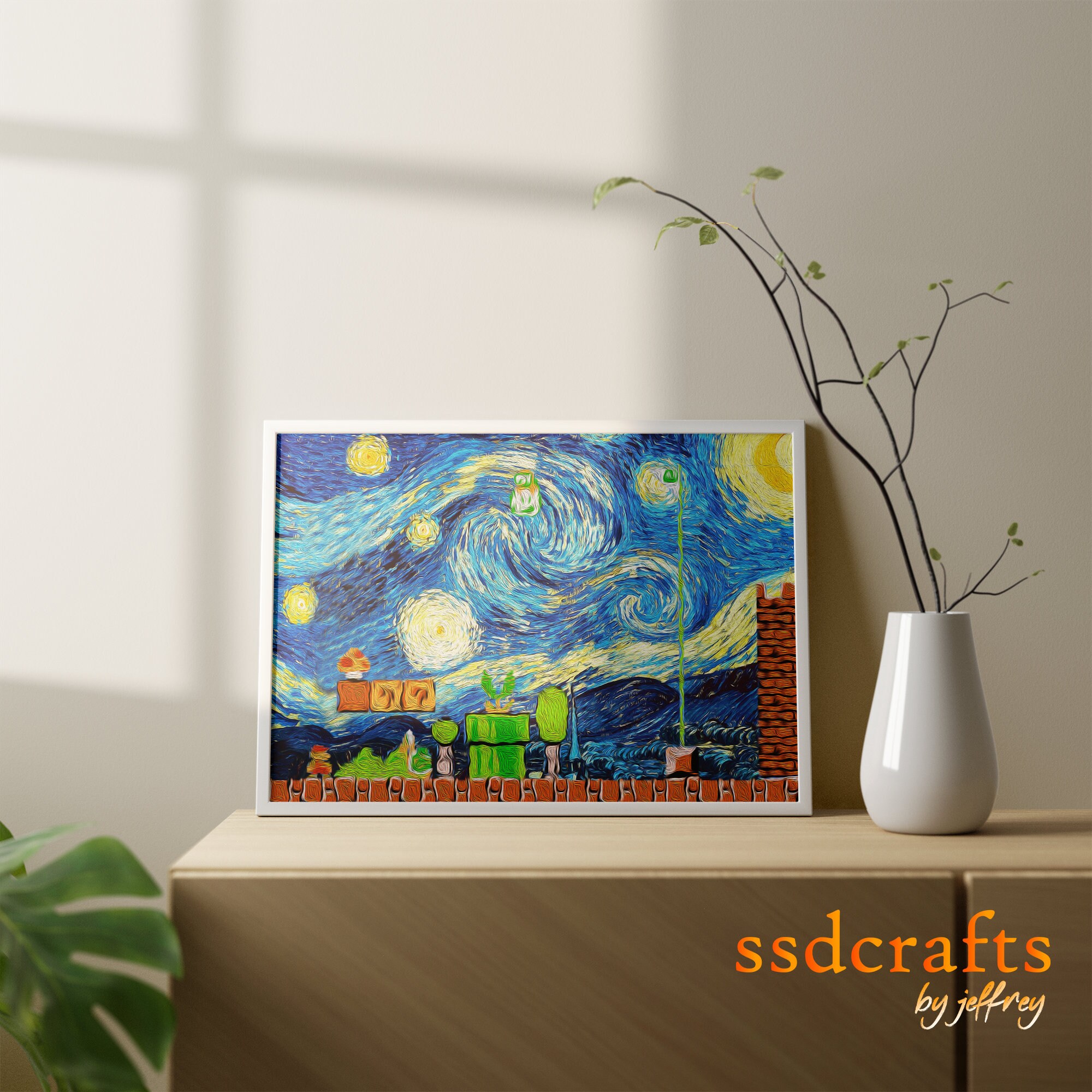 Wall Art | Super Mario Brothers Van Gogh Print | Mario Wall Art | Van ...