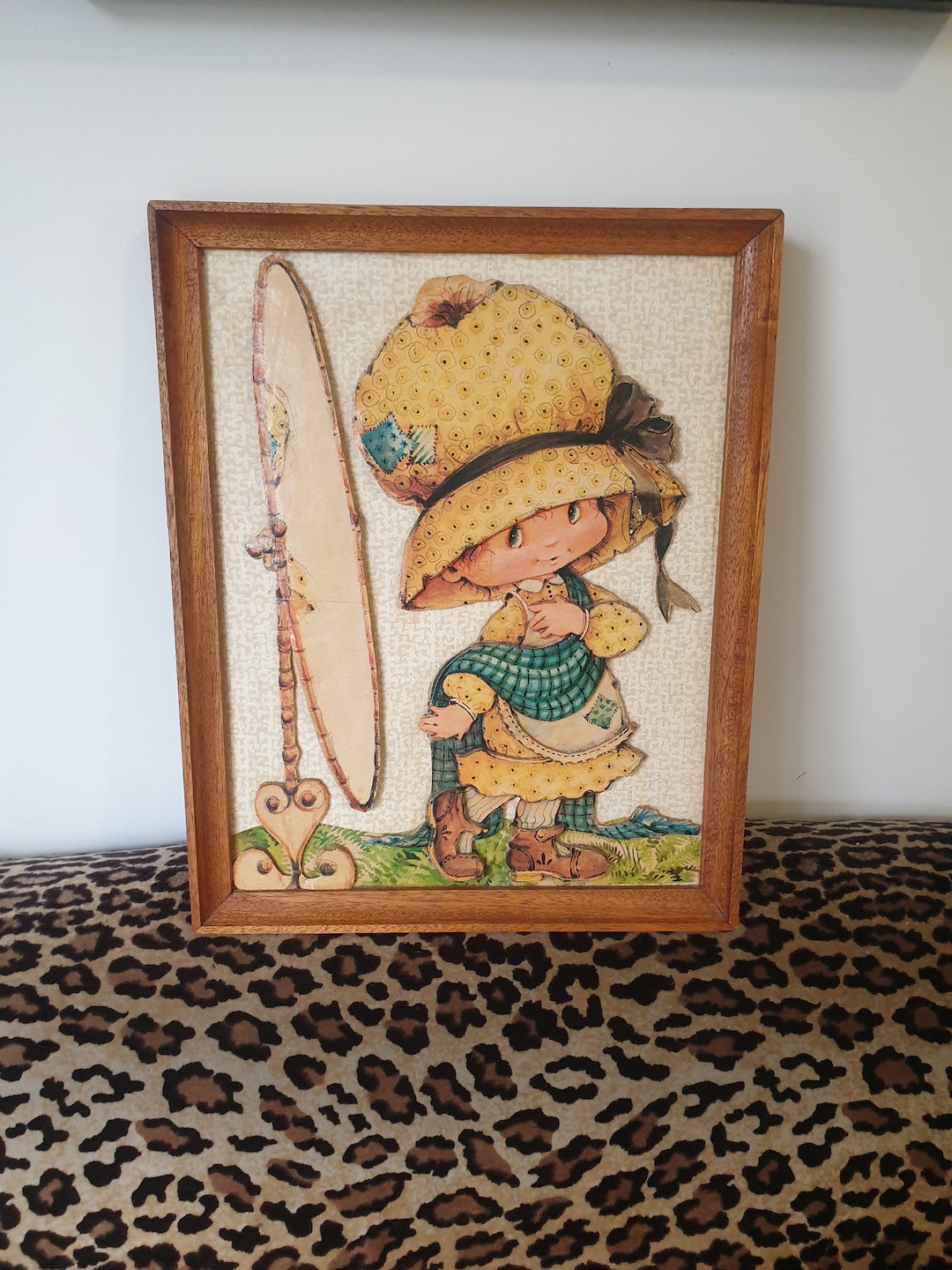 Handmade 1970s Wall Hanging. Holly Hobbie Style Girl, in 3D Effect ...