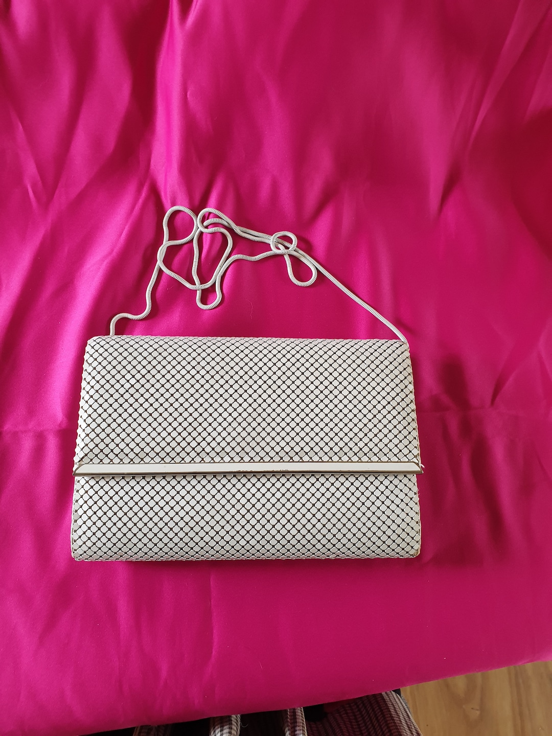 Shoulder Bag/clutch 1970s. White Metal Mesh With Snake Chain Handle. by ...