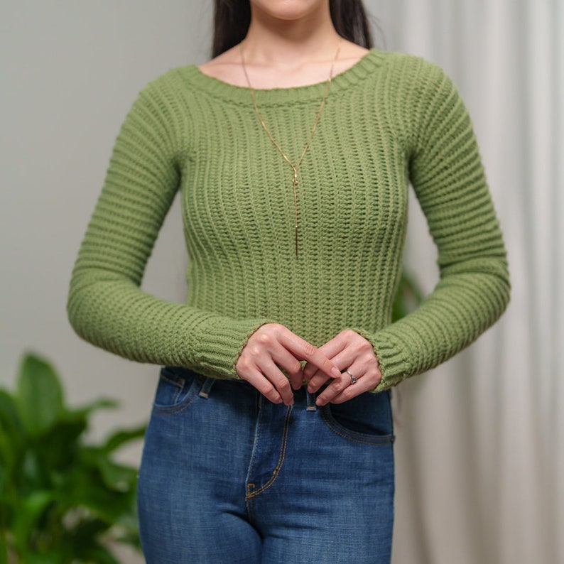 Crochet Pattern Long Sleeve Boat Neck Top Pattern PDF - Etsy