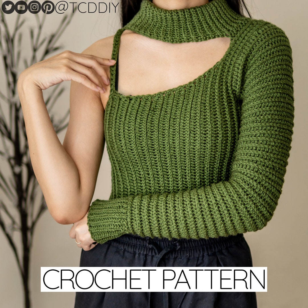 Crochet Pattern | Single Sleeve Turtleneck W. Asymmetrical Cut Out ...