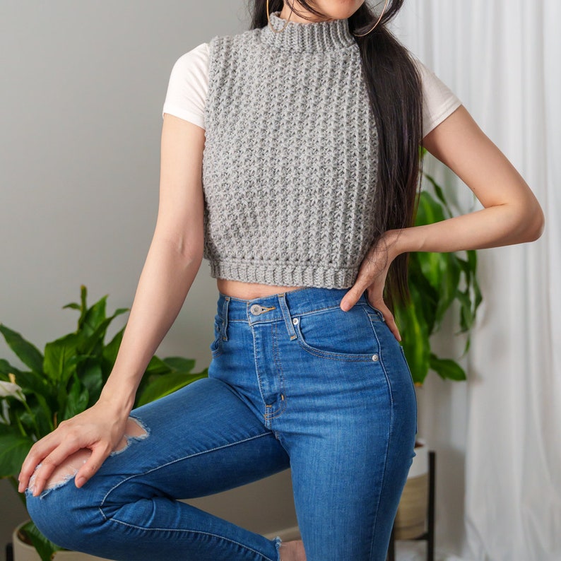 Crochet Pattern Crochet Mock Neck Sweater Vest Pattern PDF - Etsy