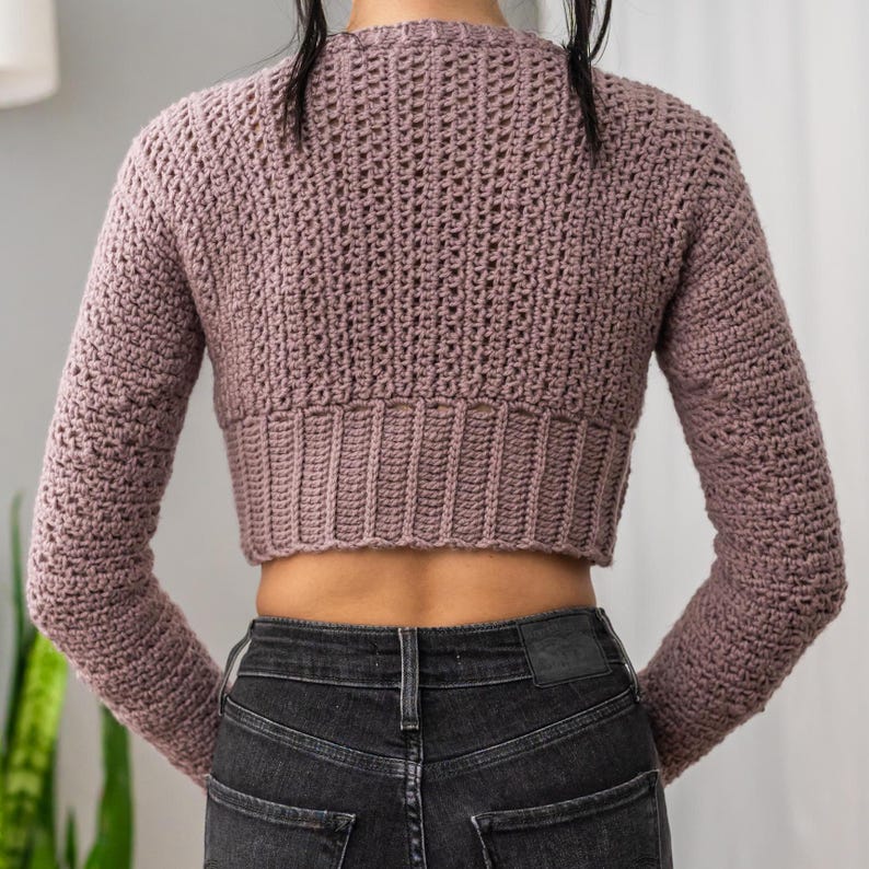 Crochet Pattern | Cropped V-neck Sweater | Long Sleeve Crop Top Jumper ...