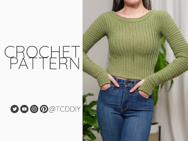 Crochet Pattern Long Sleeve Boat Neck Top Pattern PDF - Etsy