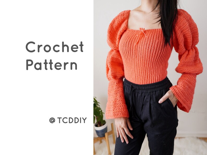 Crochet Pattern Puff Sleeve Top Pattern PDF Download - Etsy