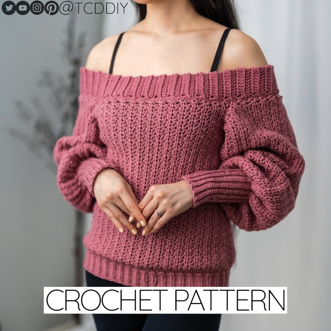 Crochet Pattern | off the Shoulder Sweater Pattern | off the Shoulder ...