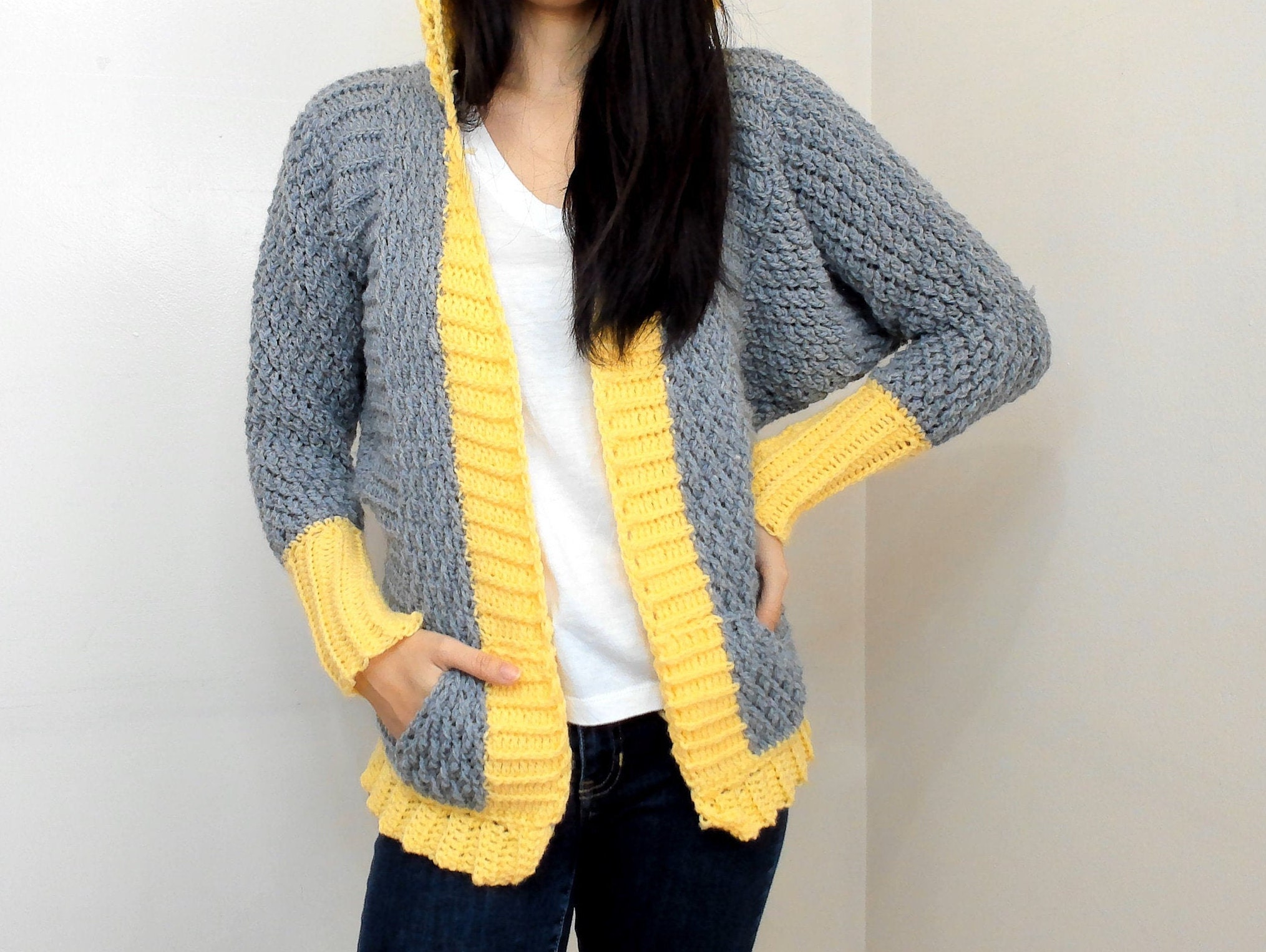 Crochet Pattern Crochet Batwing Cardigan With Hood PDF - Etsy