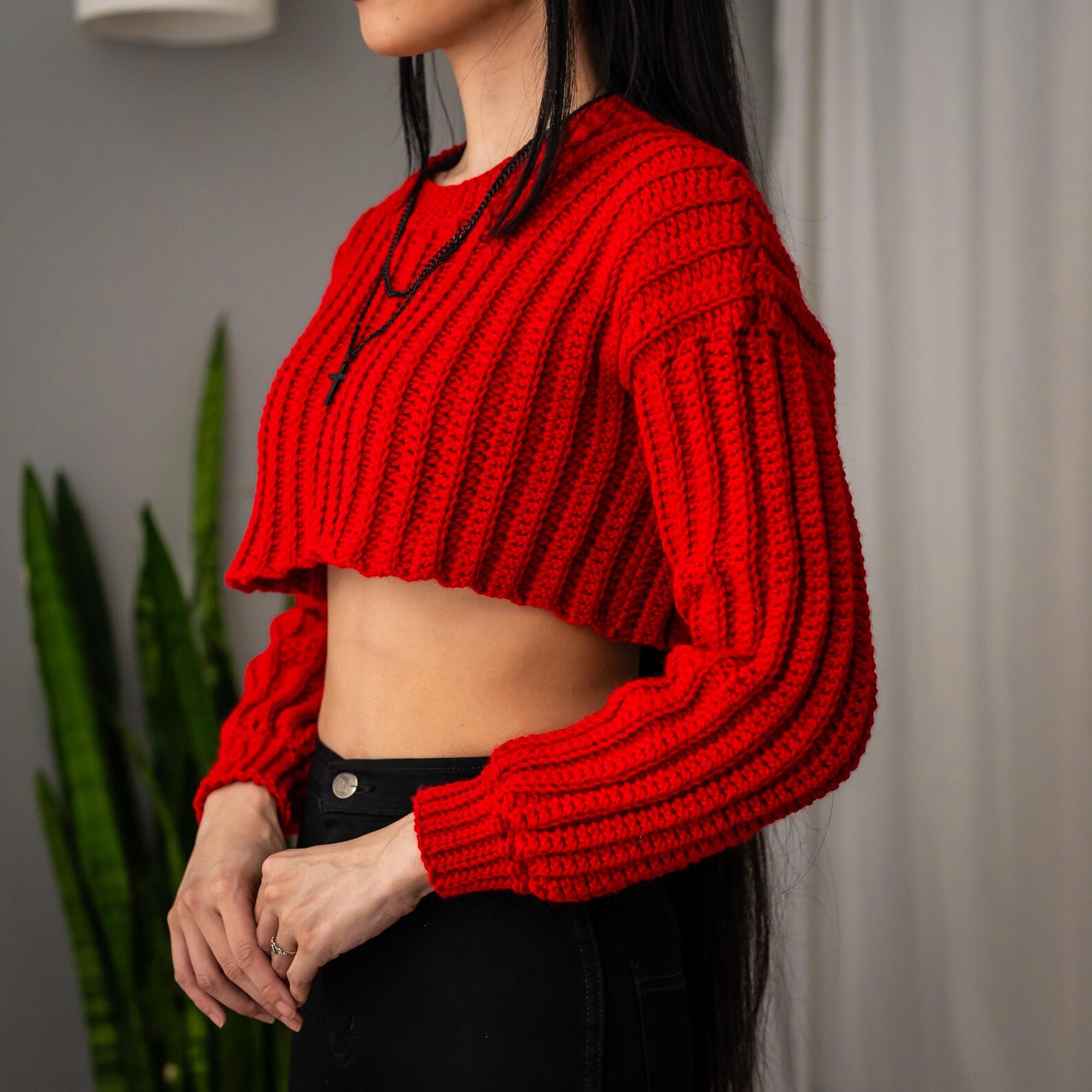 Crochet Crop Top Sweater Pattern: Easy Beginner Ribbed Jumper (PDF ...