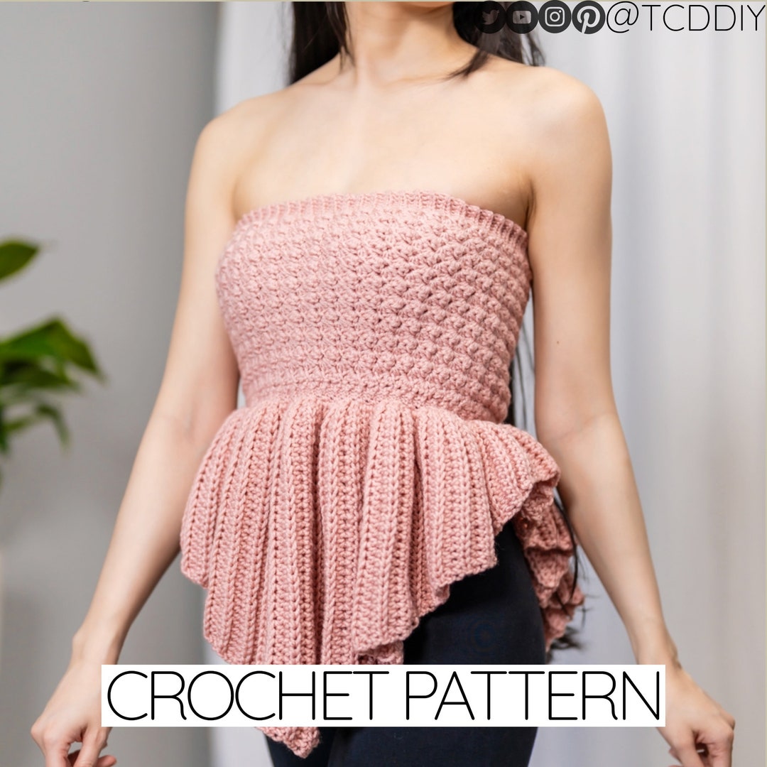 Crochet Pattern | Crochet Sedge Stitch Pointed Hem Peplum Tube Top ...