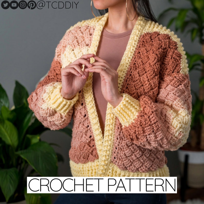Crochet Pattern | Basketweave Cardigan Sweater | Jacket | PDF Download ...