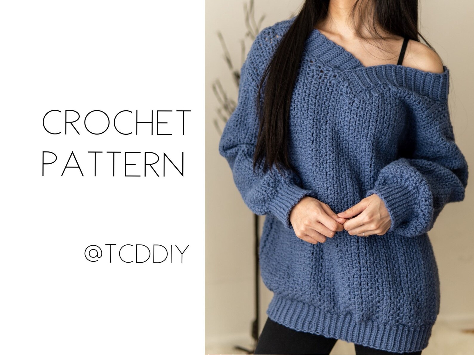 Crochet Pattern Oversized off the Shoulder Sweater Pattern - Etsy