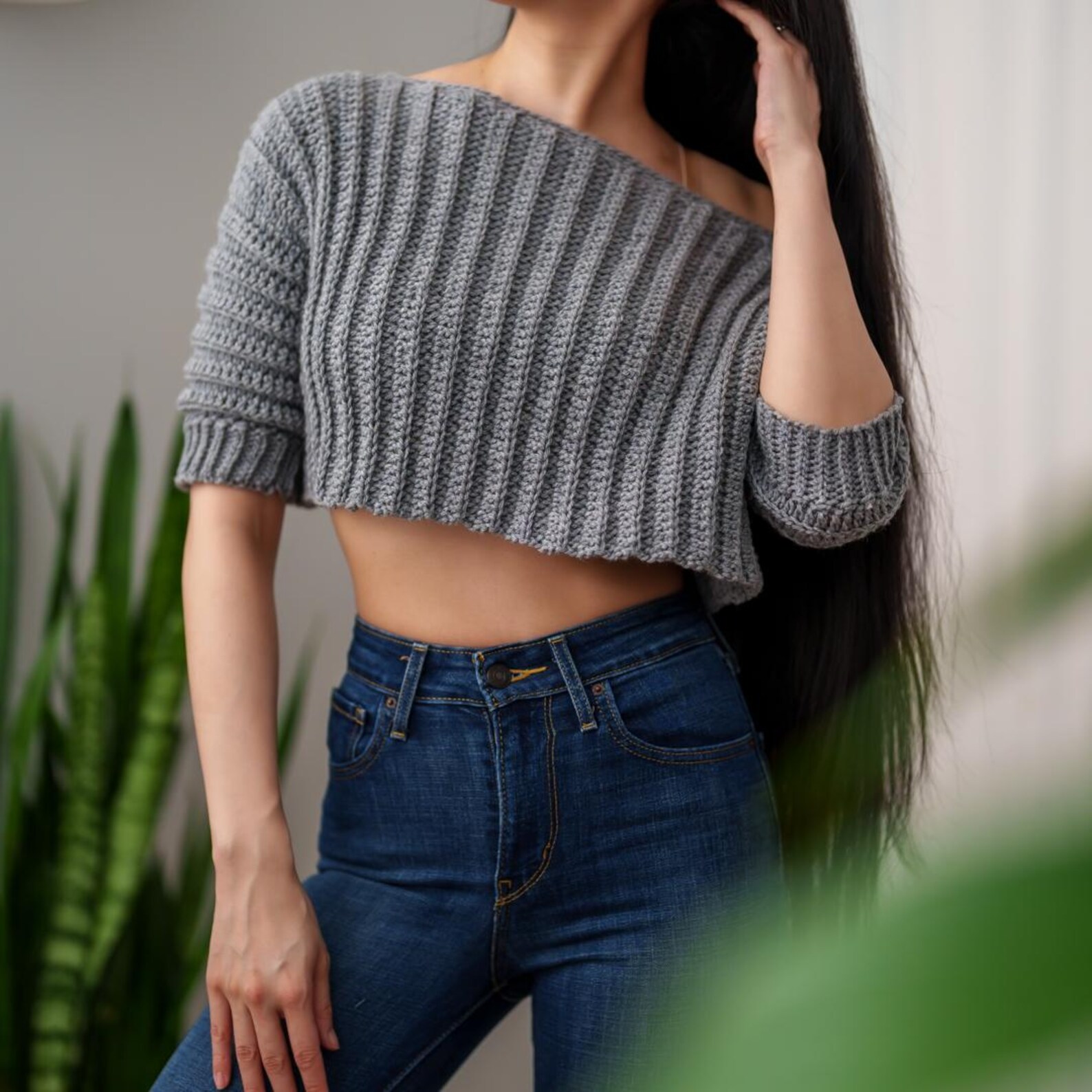 Crochet Crop Top Pattern: Off-shoulder Sweater (PDF Download) - Etsy
