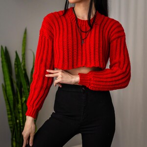 Crochet Crop Top Sweater Pattern: Easy Beginner Ribbed Jumper (PDF ...