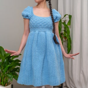 Crochet Pattern | Puff Sleeve Sundress W. Basketweave Stitch Detail ...