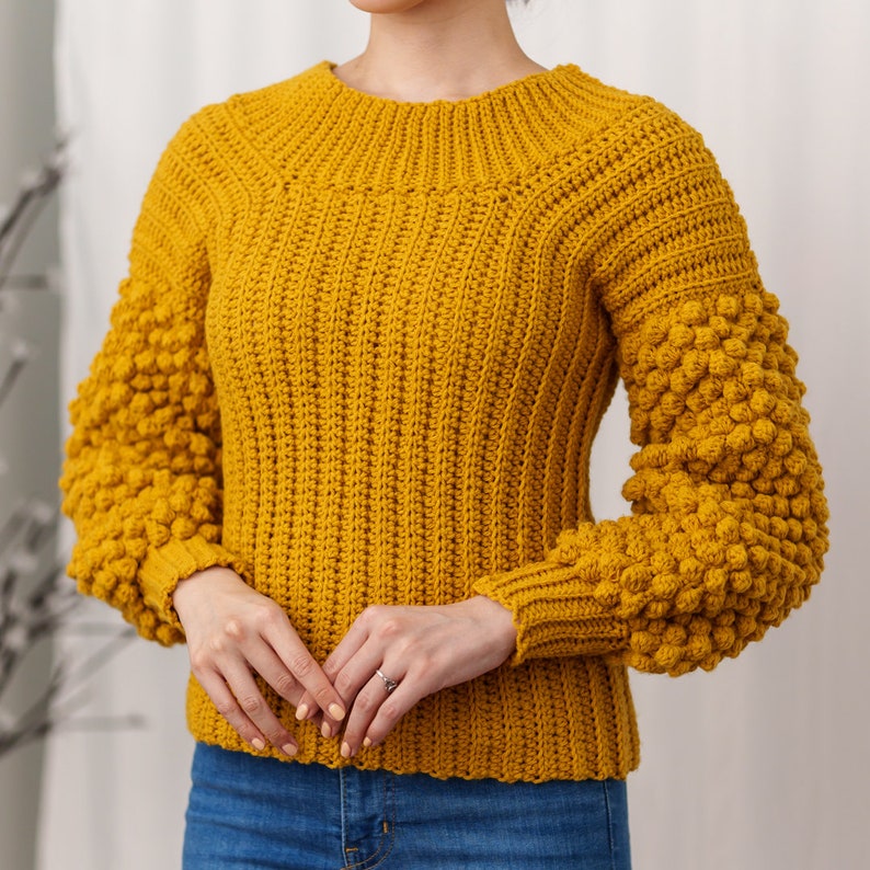 Honeycomb Stitch Crochet Sweater Pattern: Drop Shoulder Wide Collar ...