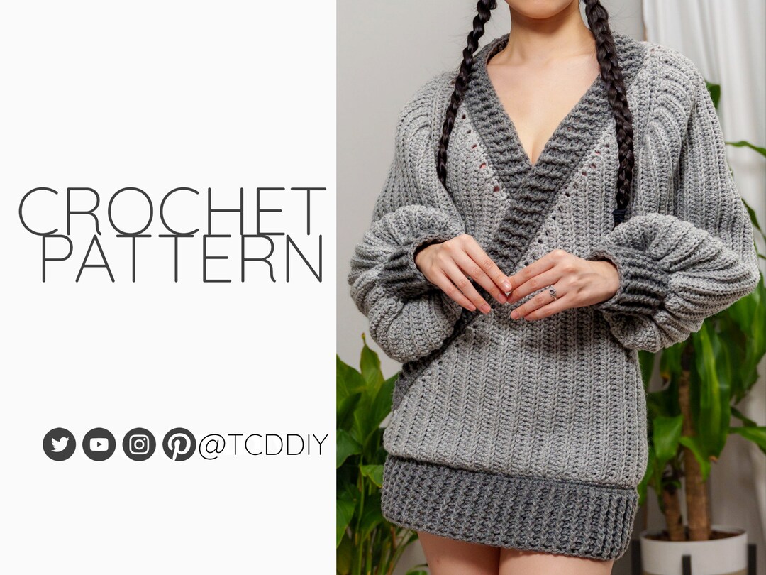 Crochet Pattern Wrap Sweater Dress Pattern Crochet Dress - Etsy