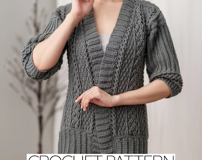 Piper Zopfmuster, gehäkelte Strickjacke und Weste, PDF-Anleitung für ...