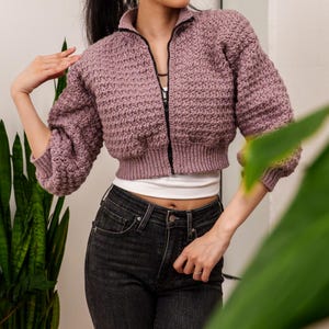 Crochet Pattern | Cropped Bomber Jacket W. Zipper | PDF Download - Etsy