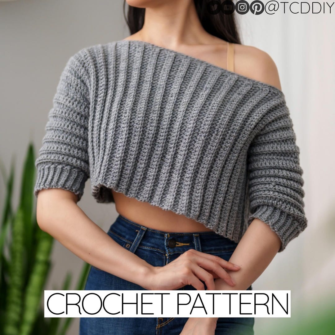 Crochet Crop Top Pattern: Off-shoulder Sweater (PDF Download) - Etsy