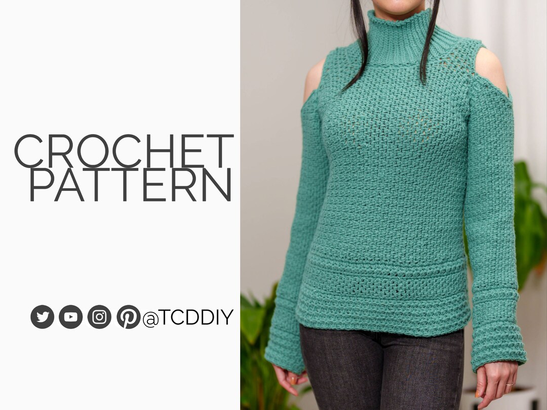Crochet Pattern Cold Shoulder Mock Neck Pattern PDF - Etsy
