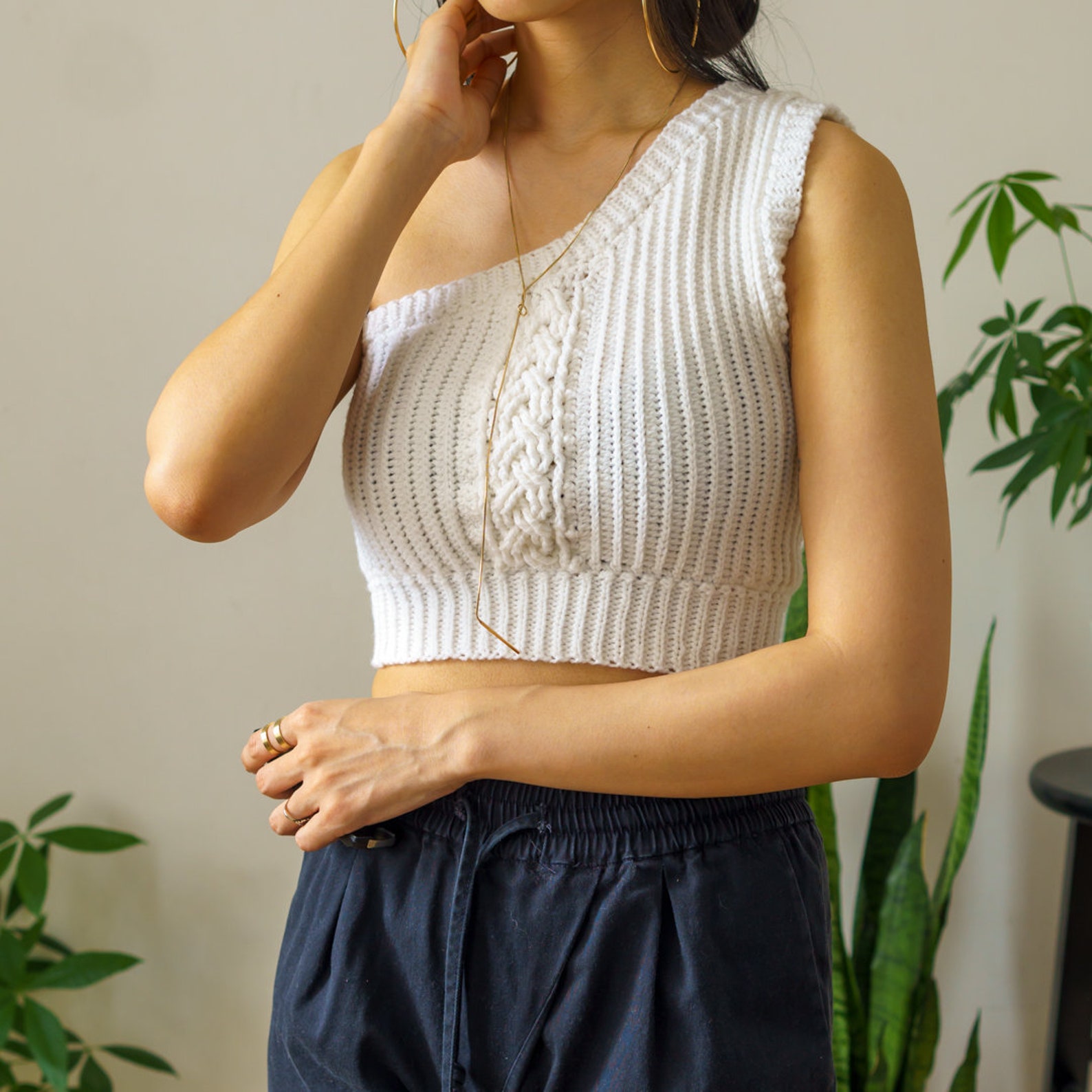 Crochet Pattern Cable Stitch Single Strap Top PDF Download - Etsy